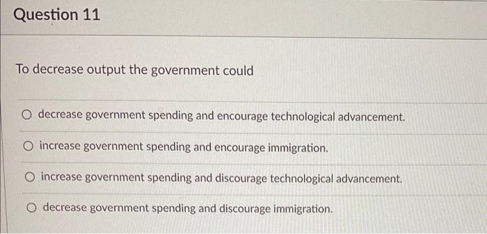 Solved Question 11 To Decrease Output The Government Could O 4371