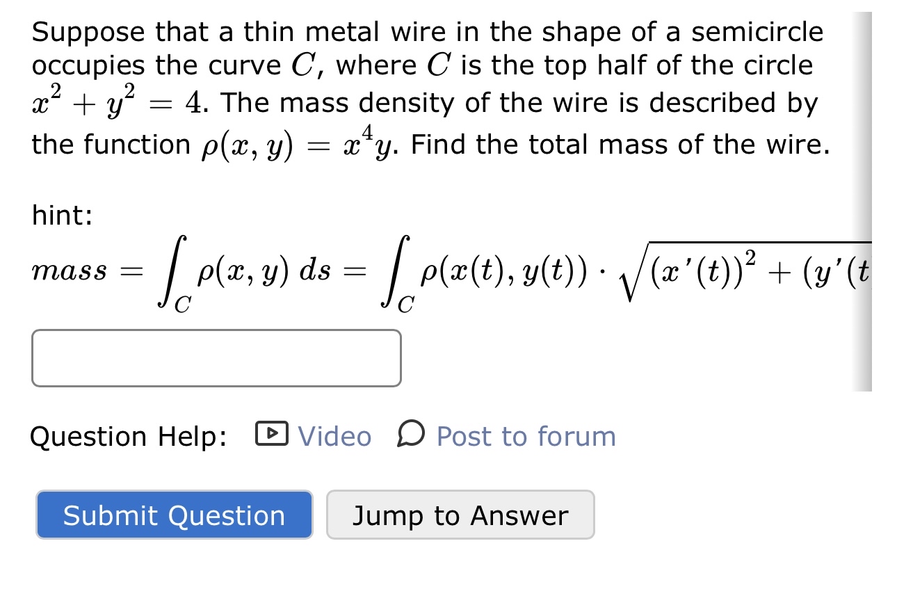 Solved Suppose that a thin metal wire in the shape of a | Chegg.com