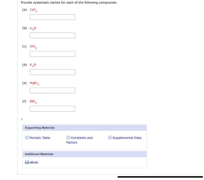 Solved Provide systematic names for each of the following | Chegg.com