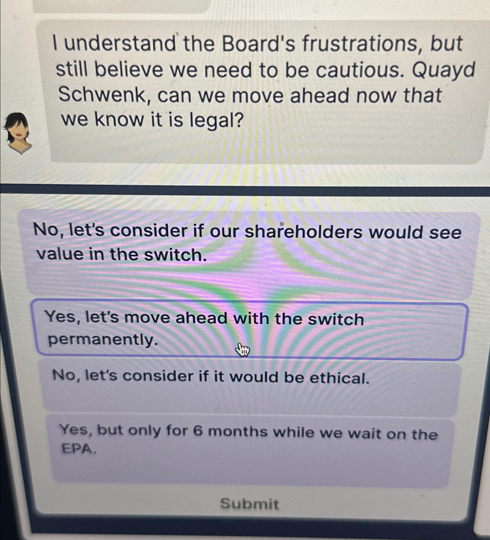 Solved I understand the Board's frustrations, but still | Chegg.com