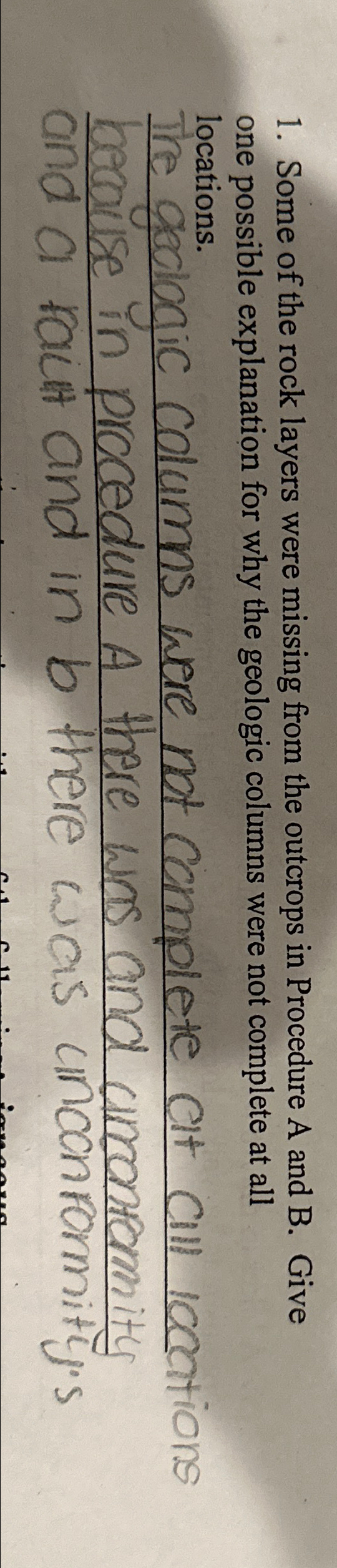 Solved Some of the rock layers were missing from the | Chegg.com