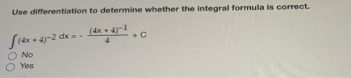 Solved Use differentiation to determine whether the integral | Chegg.com
