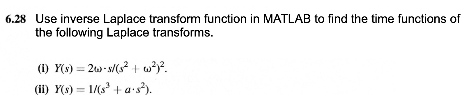 Solved 6.28 ﻿Use inverse Laplace transform function in | Chegg.com