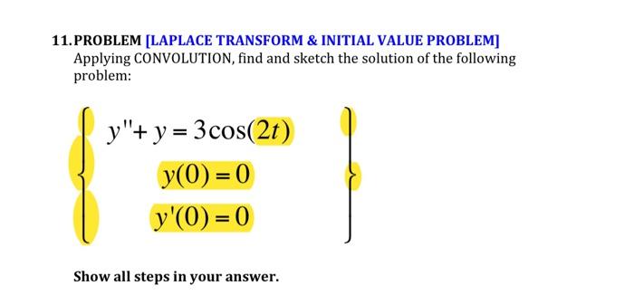 Solved 11. PROBLEM [LAPLACE TRANSFORM & INITIAL VALUE | Chegg.com