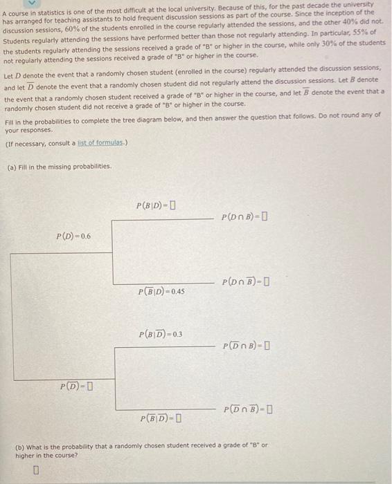 Solved A course in statistics is one of the most difficult | Chegg.com
