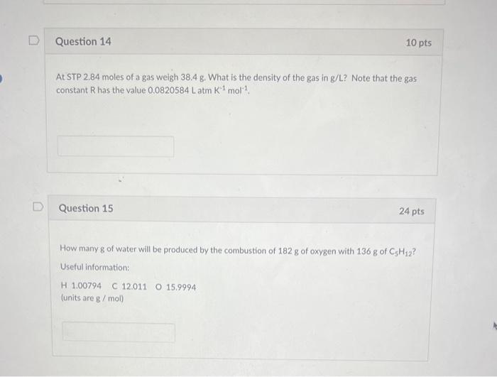 Solved At STP 2.84 moles of a gas weigh 38.4 g. What is the | Chegg.com