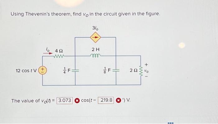 Solved Using Thevenin's theorem, find vo in the circuit | Chegg.com