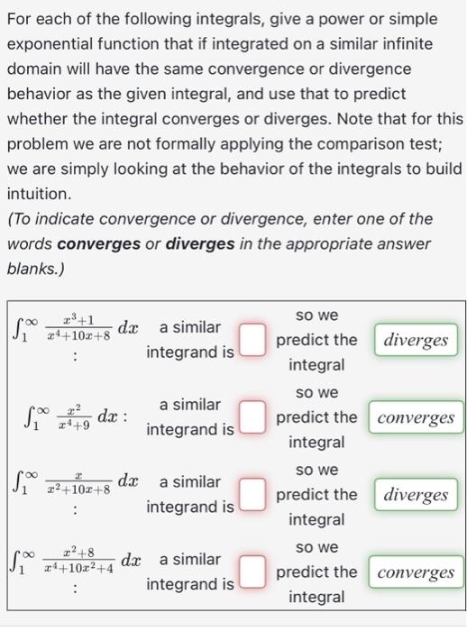 Solved For each of the following integrals, give a power or | Chegg.com