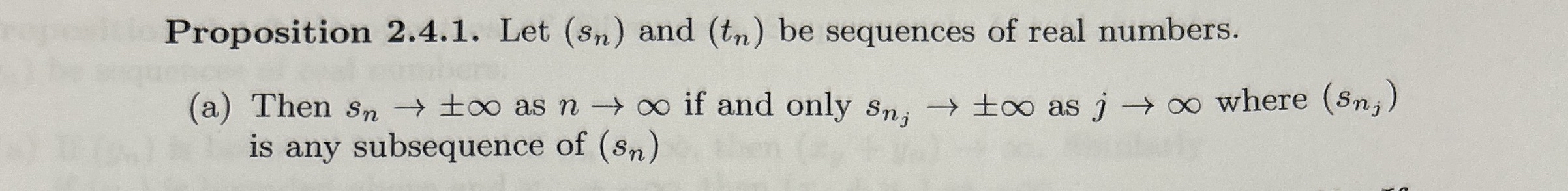Proposition 2.4.1. ﻿Let (sn) ﻿and (tn) ﻿be sequences | Chegg.com