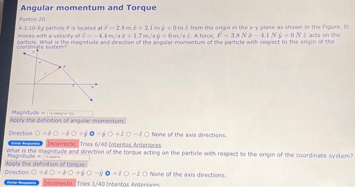 Solved Angular momentum and Torque A 3.10-kg particle P is | Chegg.com