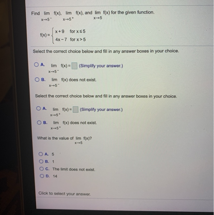 Solved Find lim f(x) lim f(x), and lim f(x) for the given | Chegg.com