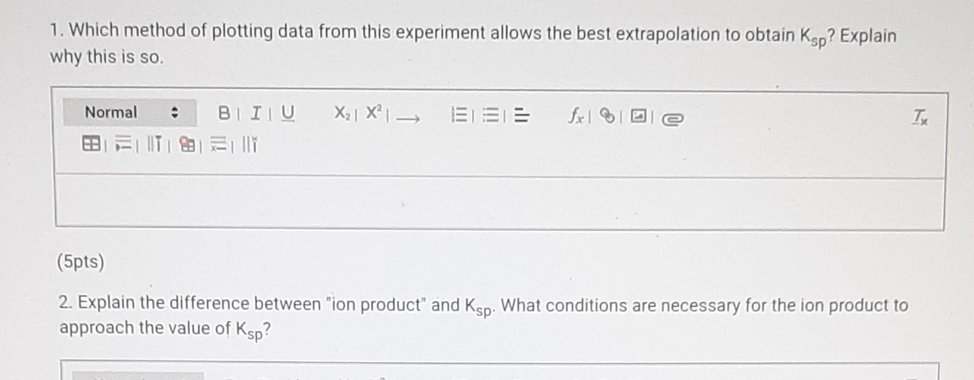 Solved 1. Which method of plotting data from this experiment | Chegg.com