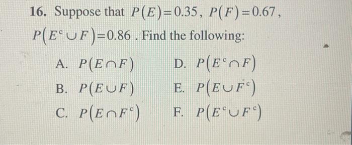 Solved 15 The Choices For Problem Number 16 Part F From Chegg