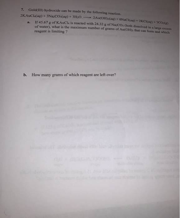Solved 7. Gold(III) hydroxide can be made by the following | Chegg.com