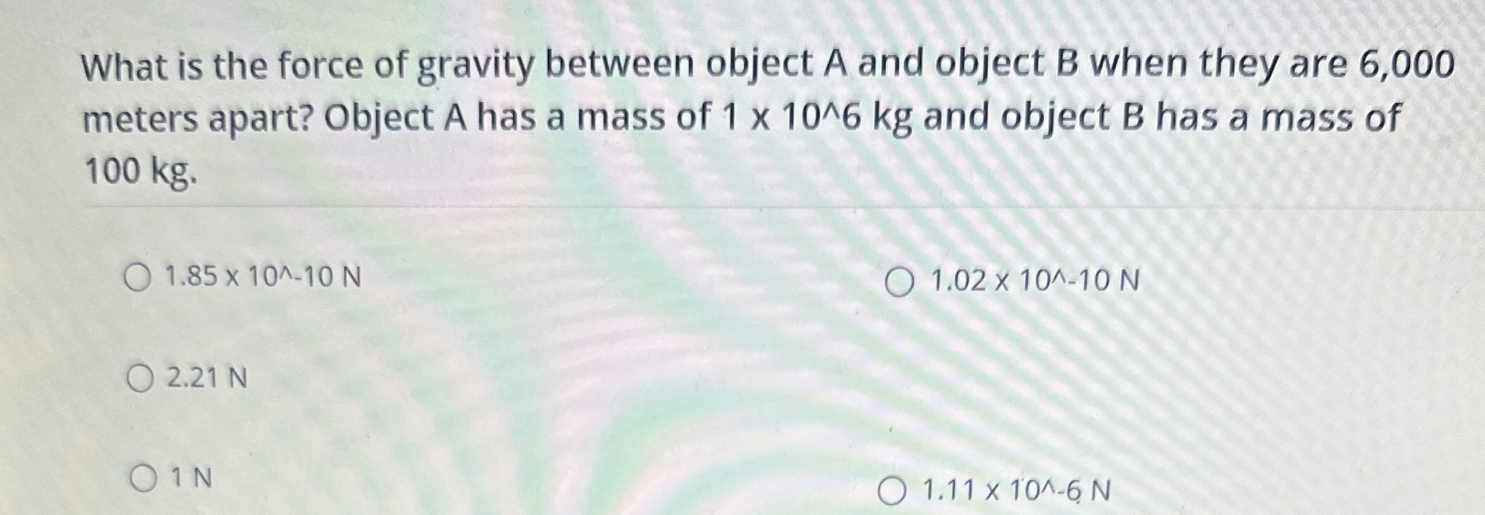 Solved What is the force of gravity between object A and | Chegg.com