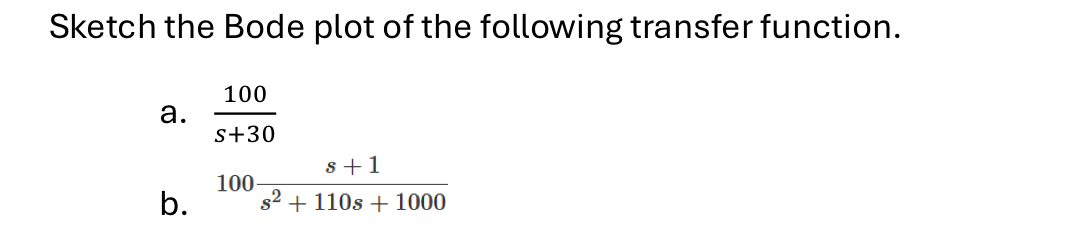 Solved Sketch the Bode plot of the following transfer | Chegg.com