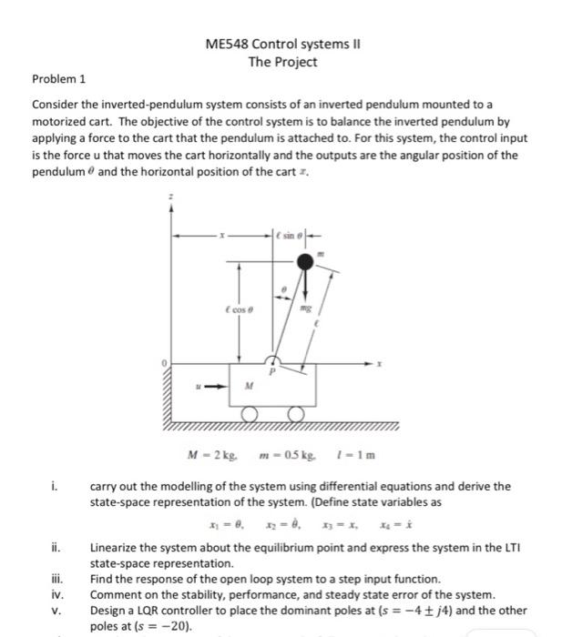 Consider the inverted-pendulum system consists of an | Chegg.com