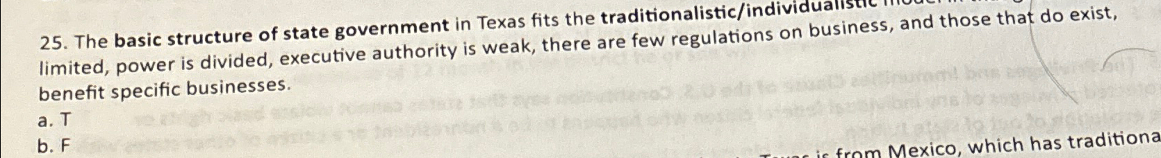 Solved The basic structure of state government in Texas fits | Chegg.com