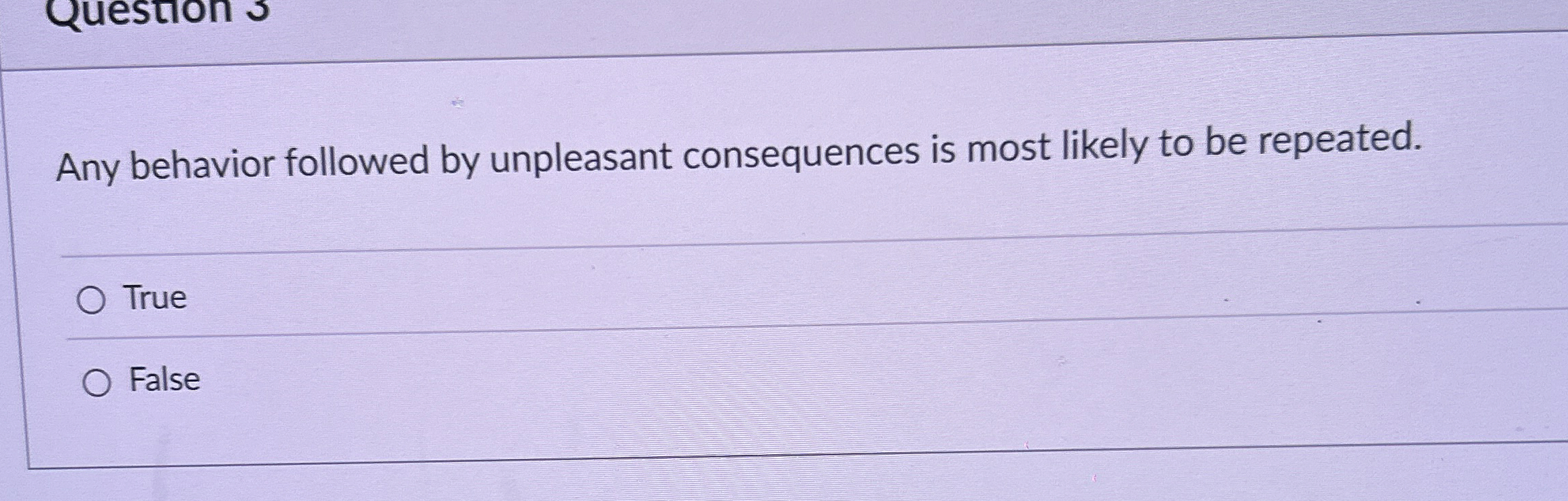 Solved Any behavior followed by unpleasant consequences is | Chegg.com