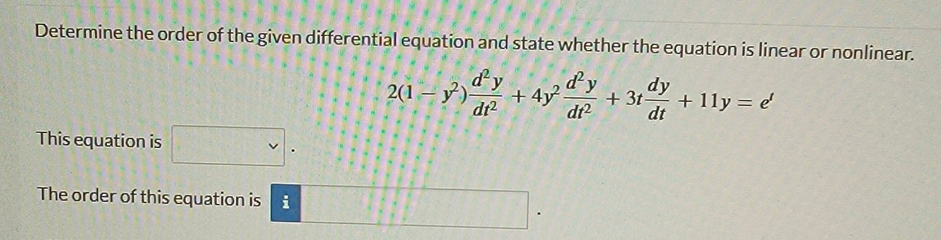 Solved Determine the order of the given differential | Chegg.com