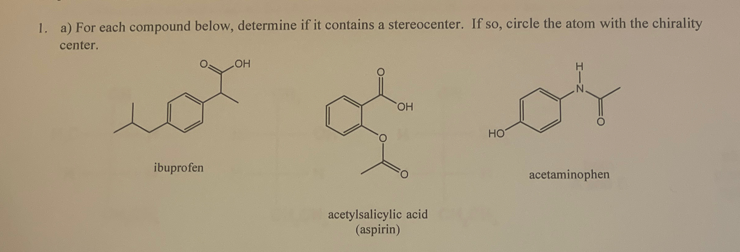 Solved a) ﻿For each compound below, determine if it contains | Chegg.com