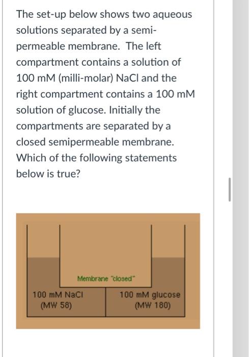 Solved The set-up below shows two aqueous solutions | Chegg.com