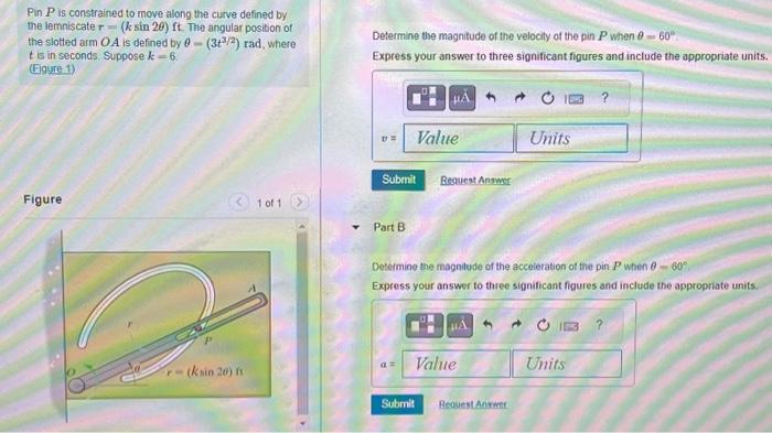 Solved Pin Pis constrained to move along the curve defined | Chegg.com