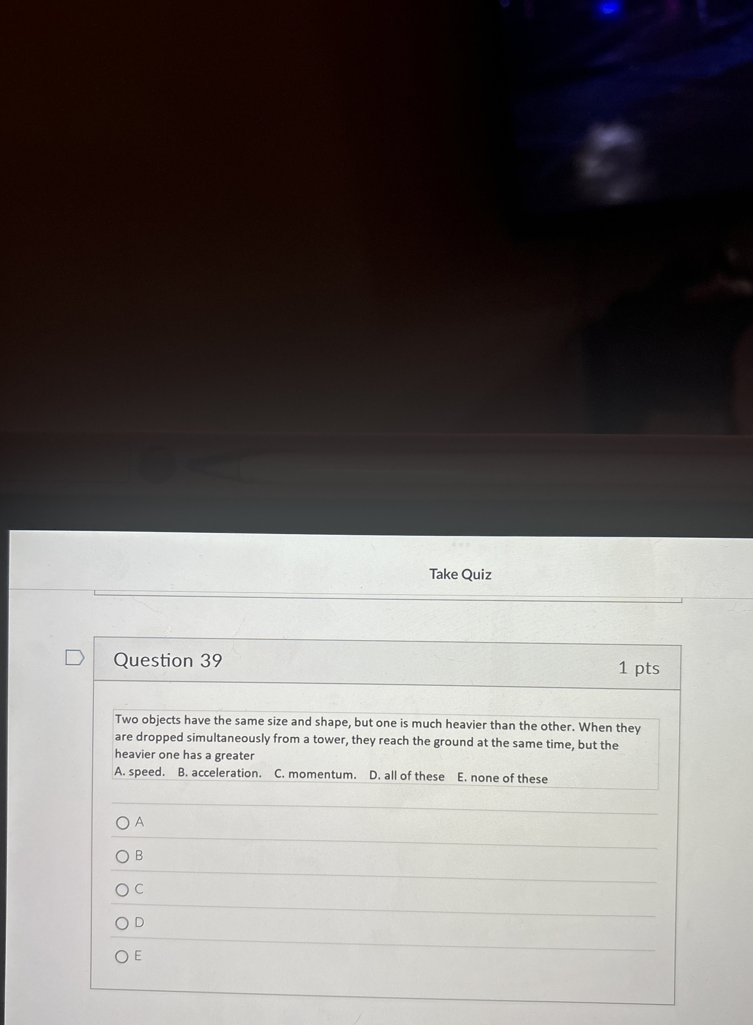 Solved Question 39Two objects have the same size and shape, | Chegg.com