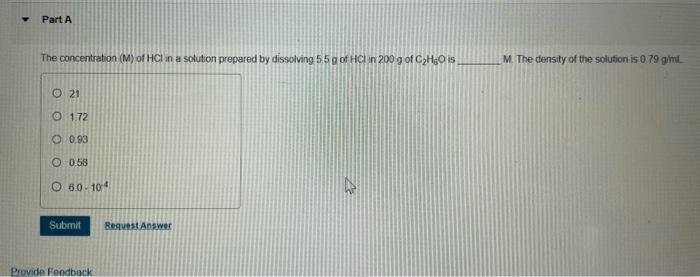 Solved Th concentration of (M) of HCl and a solution, | Chegg.com