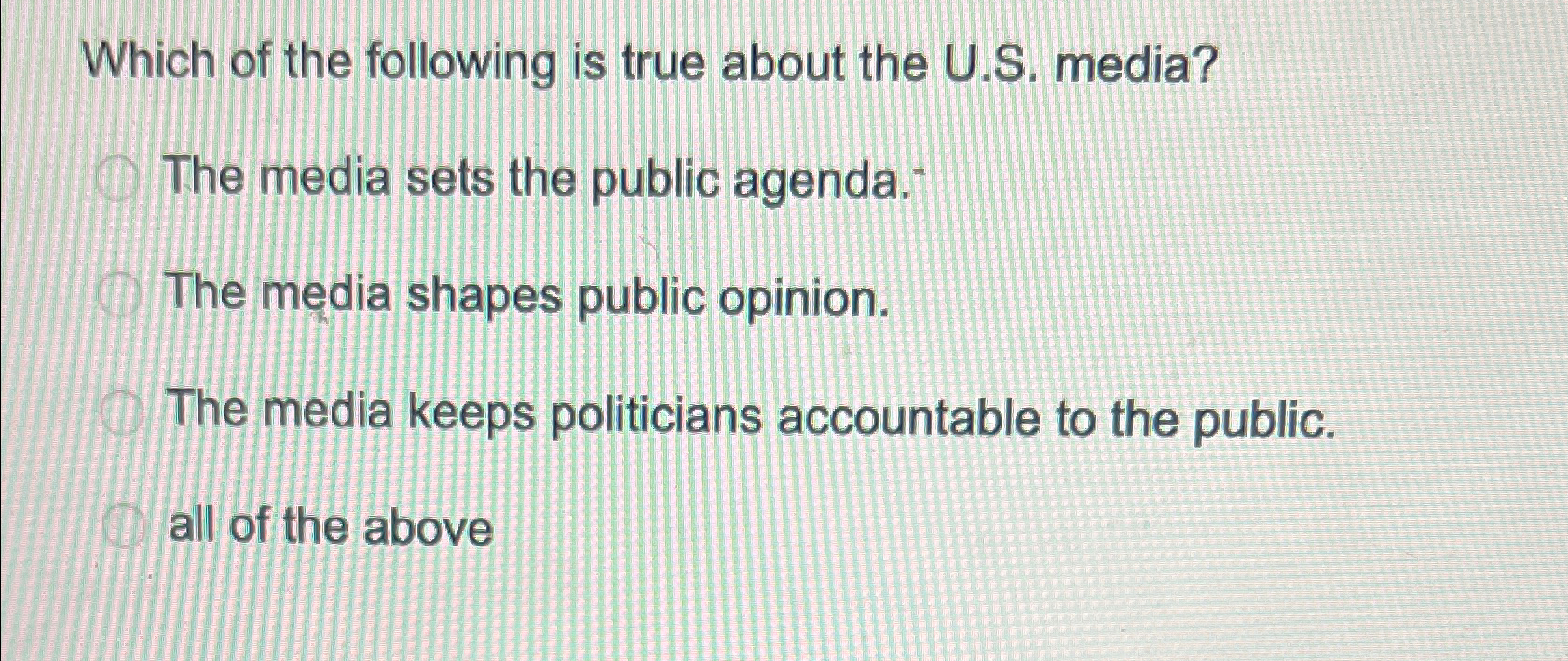 Solved Which of the following is true about the U.S. | Chegg.com