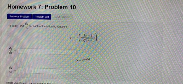Solved Homework 7 Problem 8 Previous Problem Problem List