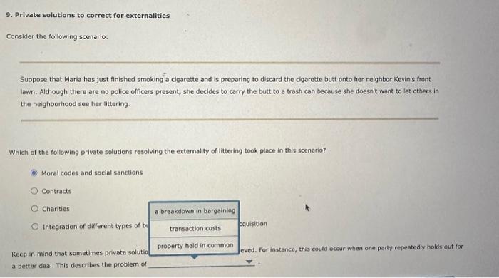 Solved 9. Private solutions to correct for externalities | Chegg.com Solved 9. Private solutions to correct for externalities | Chegg.com