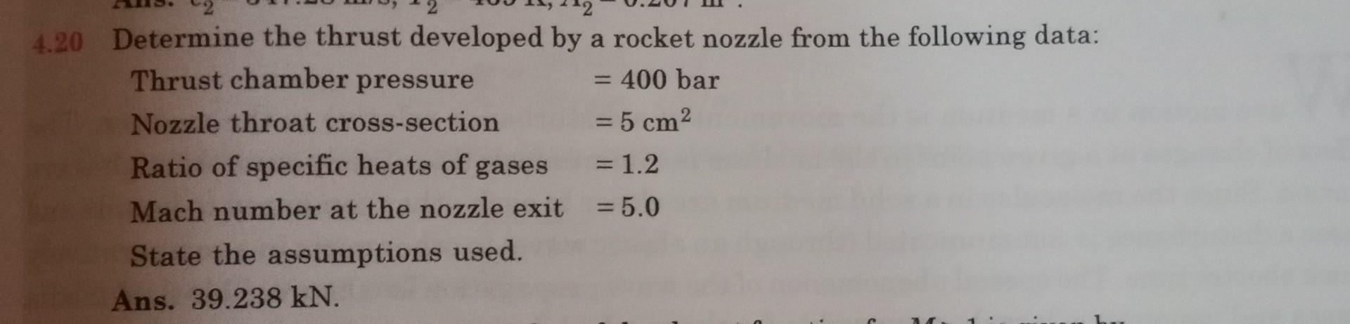 Solved 4.20 Determine the thrust developed by a rocket | Chegg.com