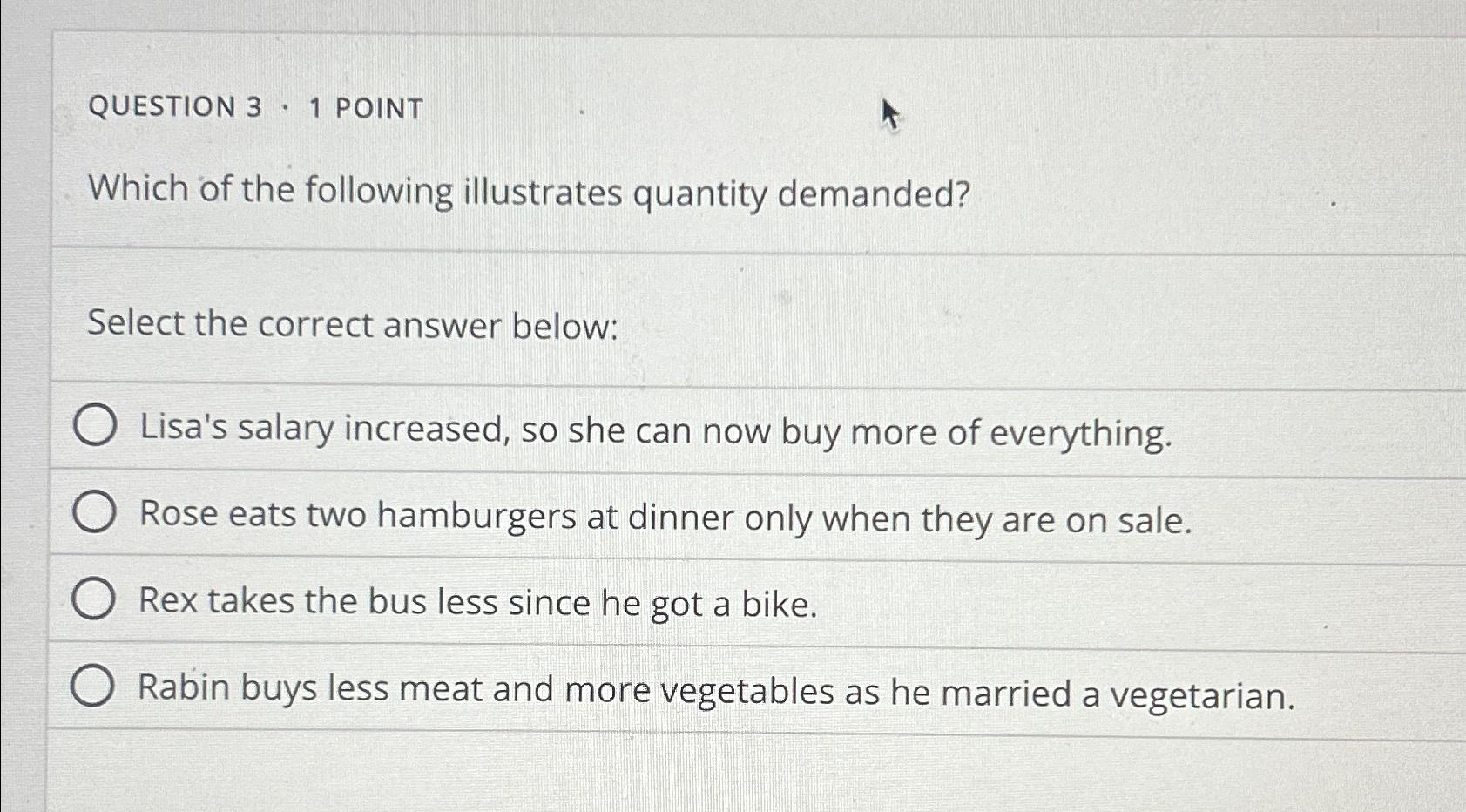 Solved QUESTION 3 - 1 ﻿POINTWhich of the following | Chegg.com