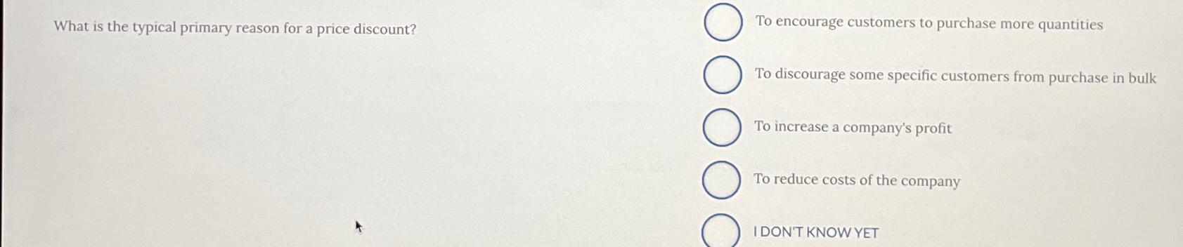 Solved What is the typical primary reason for a price | Chegg.com