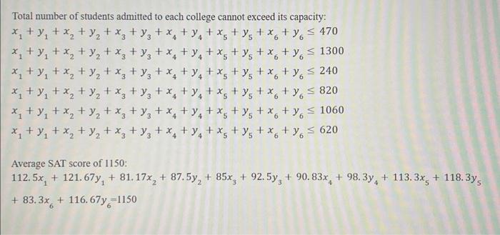 Solved Constraints Total number of students admitted cannot | Chegg.com
