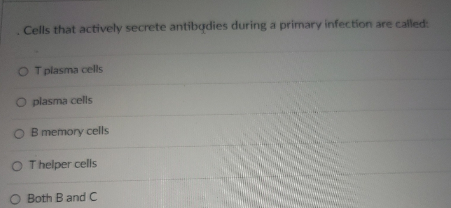Solved Cells that actively secrete antibqdies during a | Chegg.com