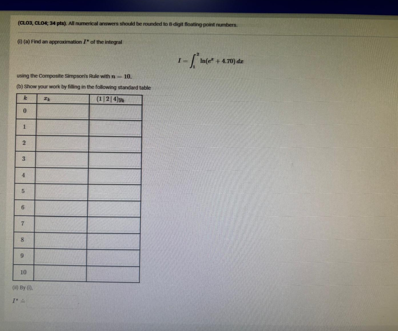Solved (CLO3, ﻿CLO4; 34 ﻿pts). ﻿All numerical answers should | Chegg.com
