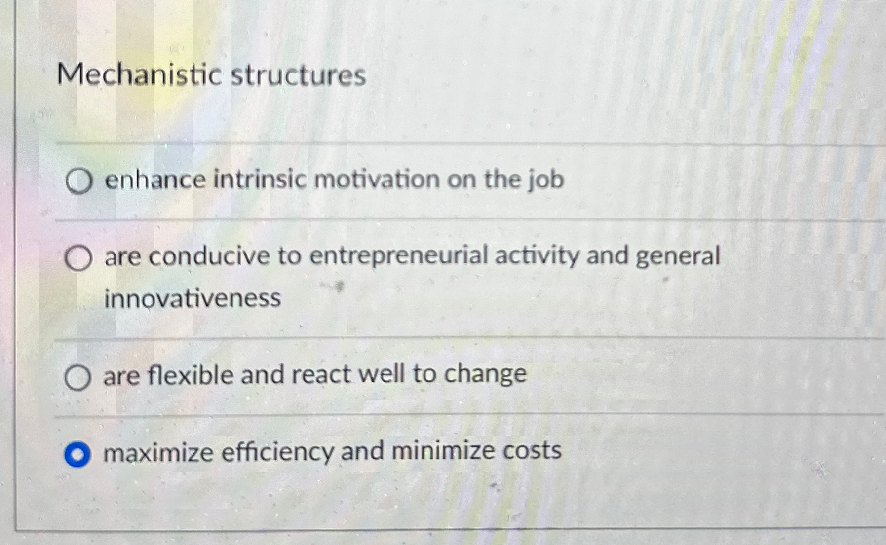Solved Mechanistic structuresenhance intrinsic motivation on | Chegg.com