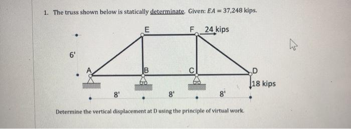 Solved 1. The truss shown below is statically determinate. | Chegg.com