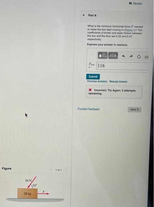 Solved Review Part A What is the minimum horizontal force F | Chegg.com