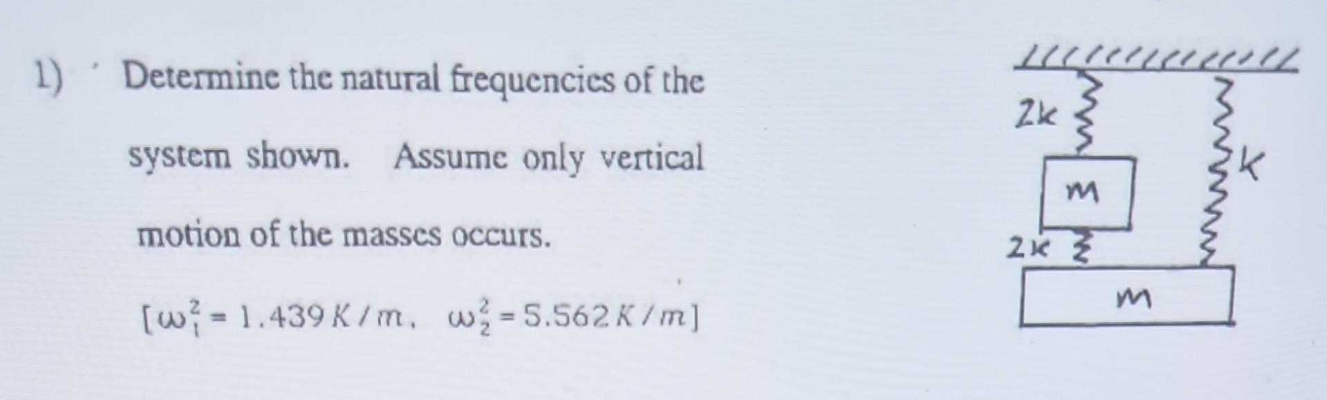 Solved Determine the natural frequencies of the system | Chegg.com