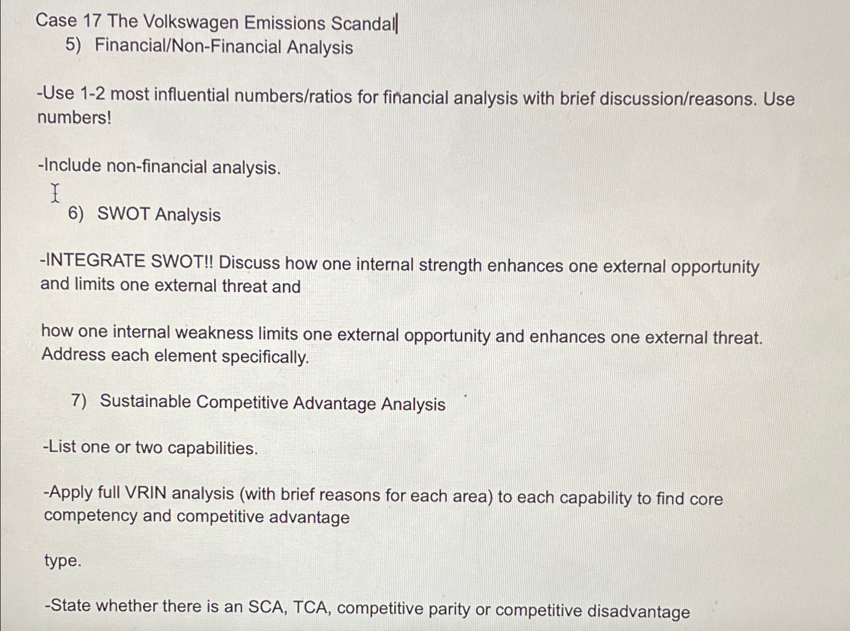 Solved Case 17 ﻿The Volkswagen Emissions | Chegg.com