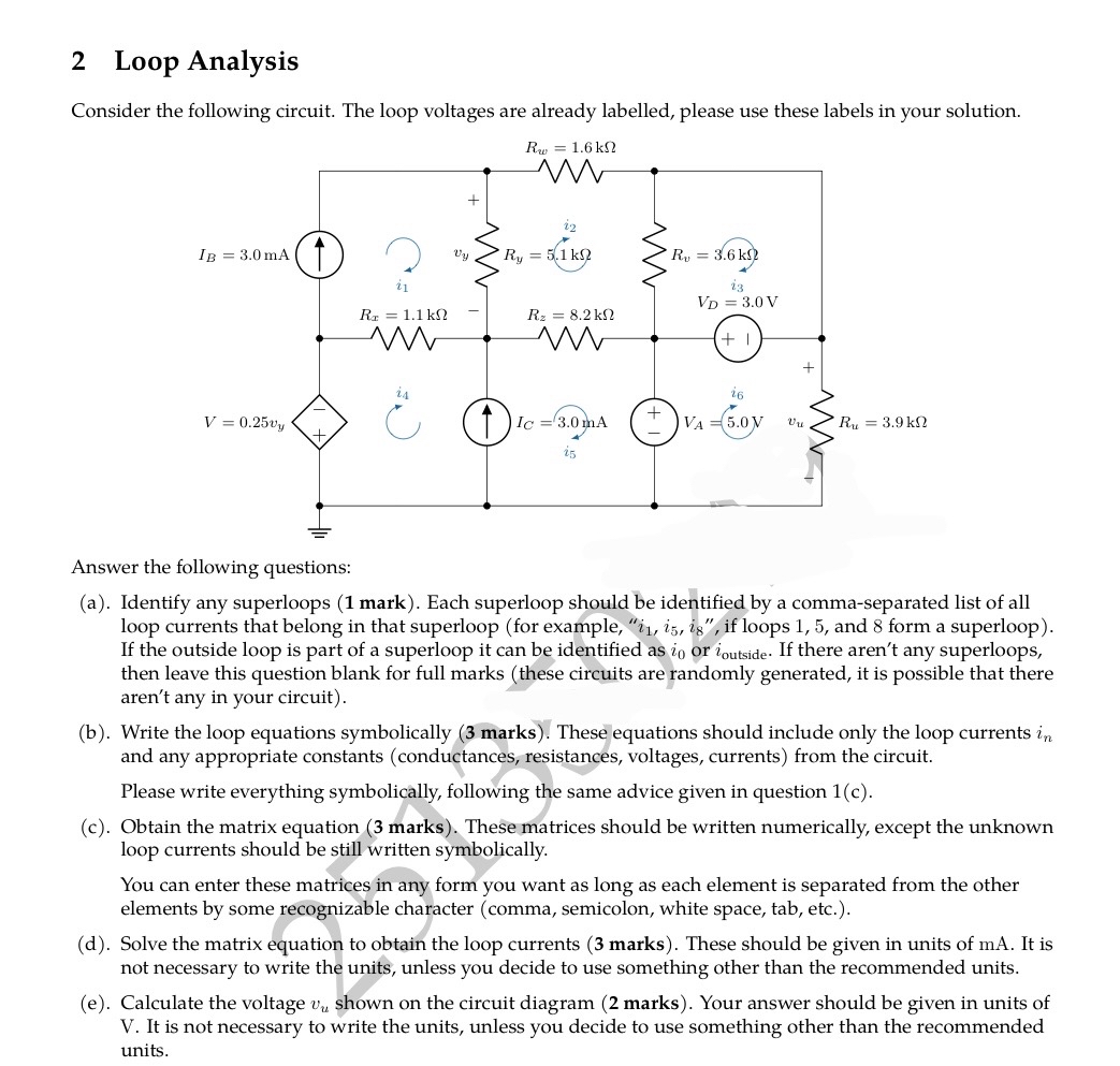 Solved THERE SHOULD BE 6 ﻿EQUATIONS FOR Loop | Chegg.com