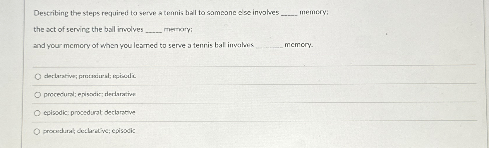Solved Describing the steps required to serve a tennis ball | Chegg.com