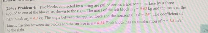 Solved (20\%) Problem 4: Two blocks connected by a string | Chegg.com