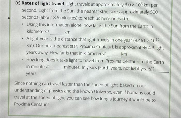Solved (c) Rates of light travel. Light travels at | Chegg.com