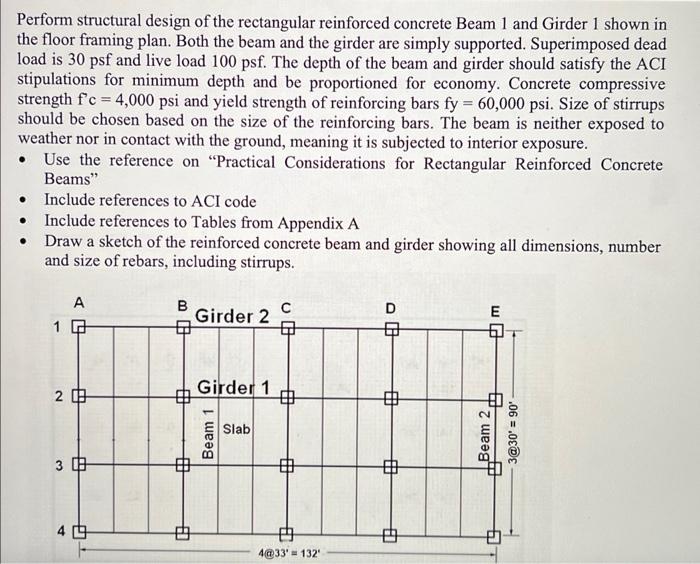 Solved Perform structural design of the rectangular | Chegg.com