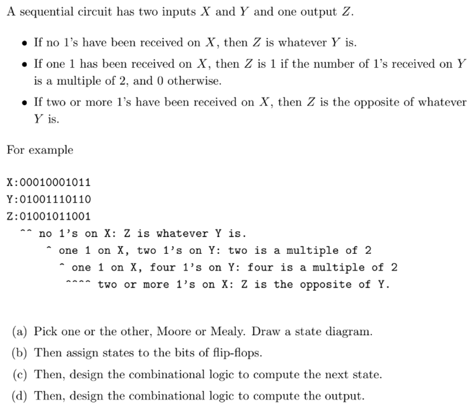 Solved A sequential circuit has two inputs x ﻿and Y ﻿and one | Chegg.com