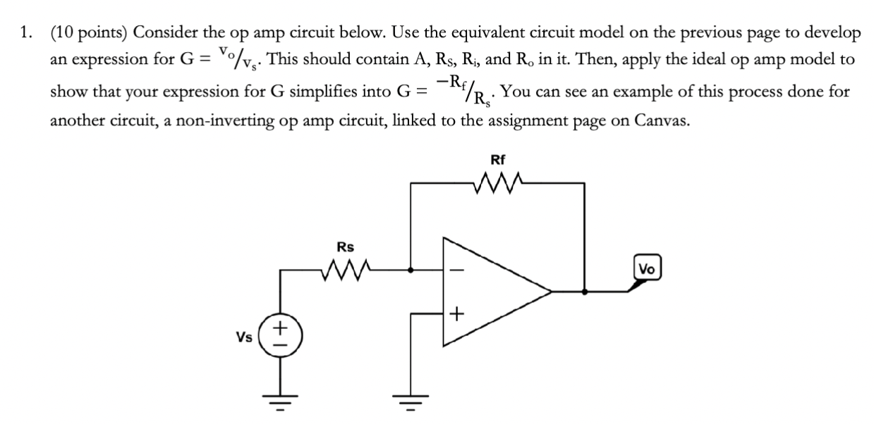 Solved (10 ﻿points) ﻿Consider the op ﻿amp circuit below. Use | Chegg.com